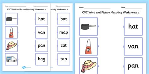 CVC Word And Picture Matching Worksheets A Teacher Made