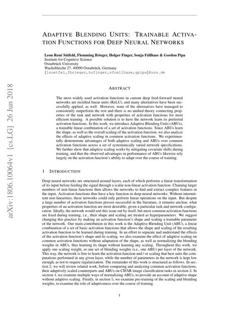 pdf adaptive blending units trainable activation functions for deep neural networks