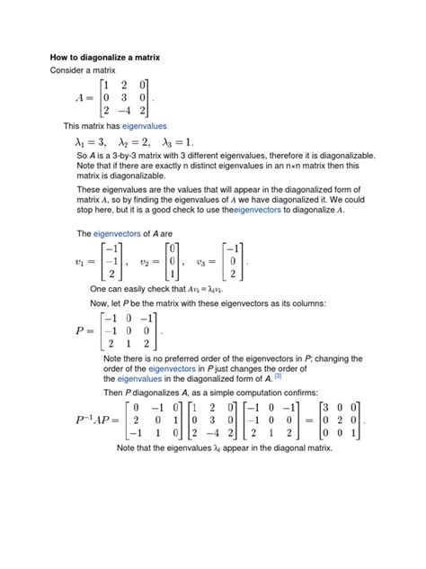 how to diagonalize a matrix pdf eigenvalues and eigenvectors matrix mathematics