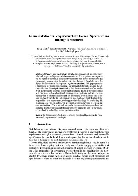 pdf from stakeholder requirements to formal specifications through refinement giancarlo