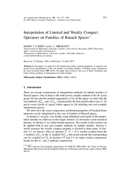 pdf interpolation of limited and weakly compact operators on families of banach spaces maría
