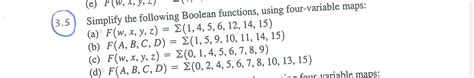 solved simplify the following boolean functions using