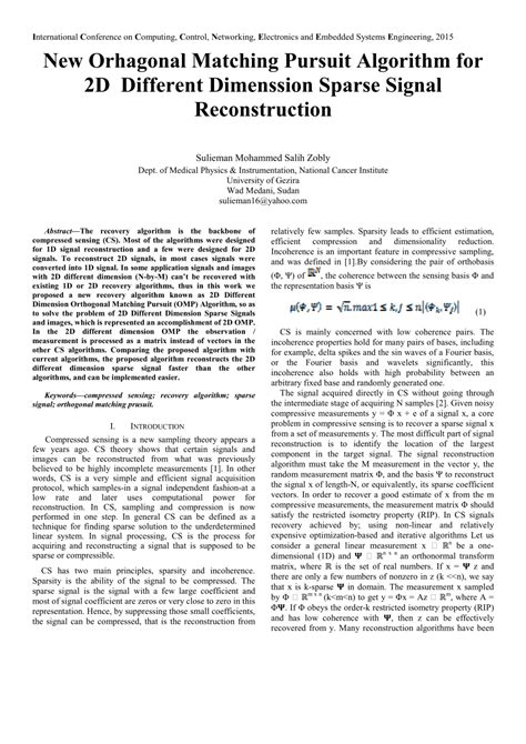 pdf new orhagonal matching pursuit algorithm for 2d different dimenssion sparse signal