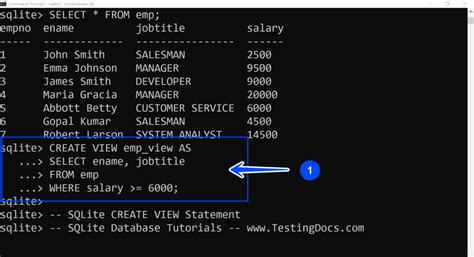 SQLite CREATE VIEW Statement TestingDocs