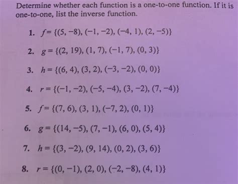 solved determine whether each function is a one to one