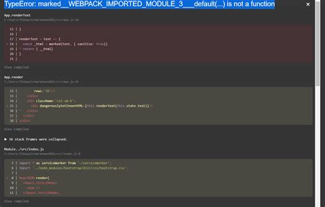 javascript typeerror marked webpack imported module 3 default is not a function