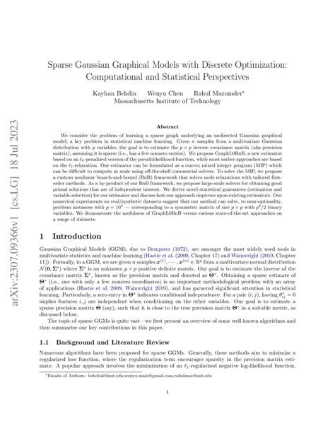 sparse gaussian graphical models with discrete optimization computational and statistical