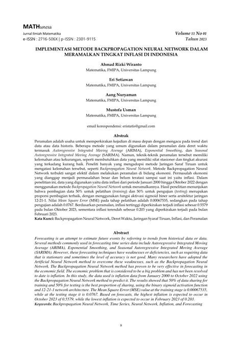 pdf implementasi metode backpropagation neural network dalam meramalkan tingkat inflasi di