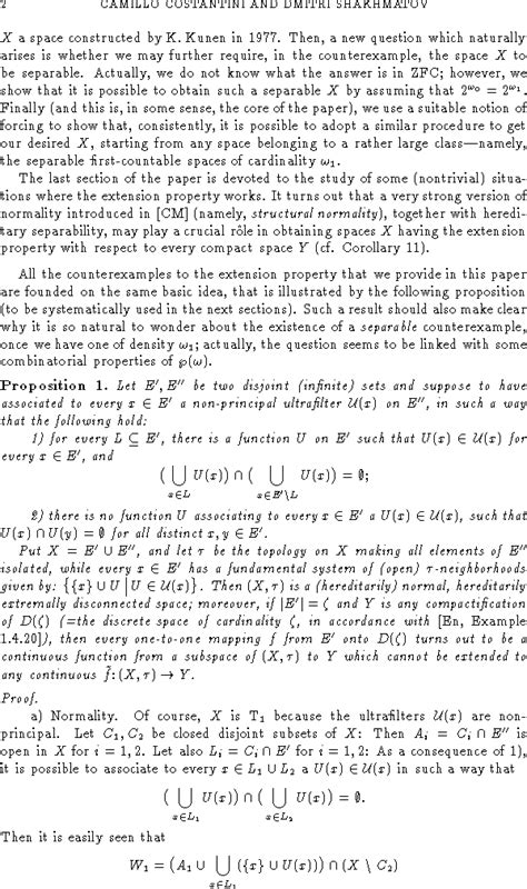 p 2 examples concerning extensions of continuous functions by camillo costantini and dmitri