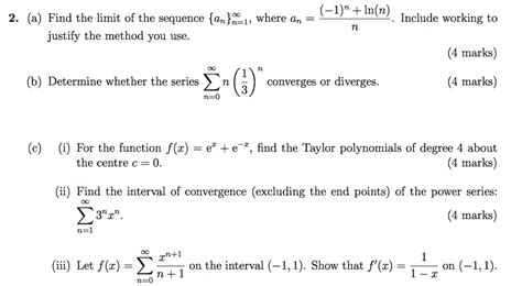 solved find the limit of the sequence {a n} n 1 infinity