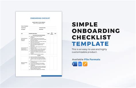Simple Onboarding Checklist Template In Google Docs Word Pages