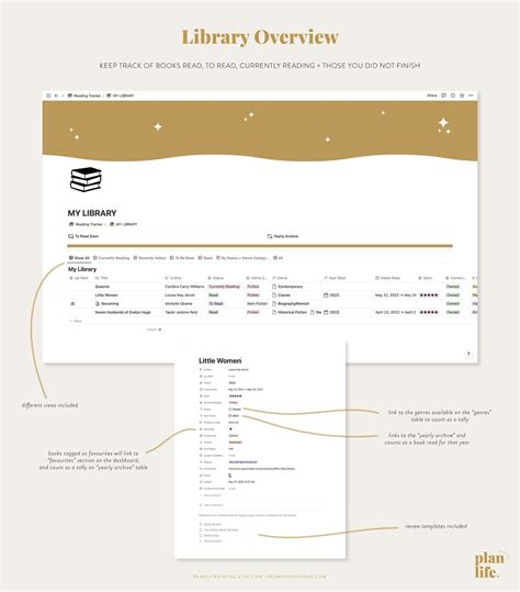 Notion Reading Tracker Template Book Planner Library Etsy UK