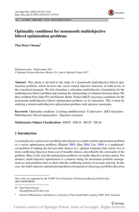 optimality conditions for nonsmooth multiobjective bilevel optimization problems request pdf