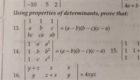 using properties of determinants prove that 13 ∣∣ 1abc 1bca 1cab ∣∣