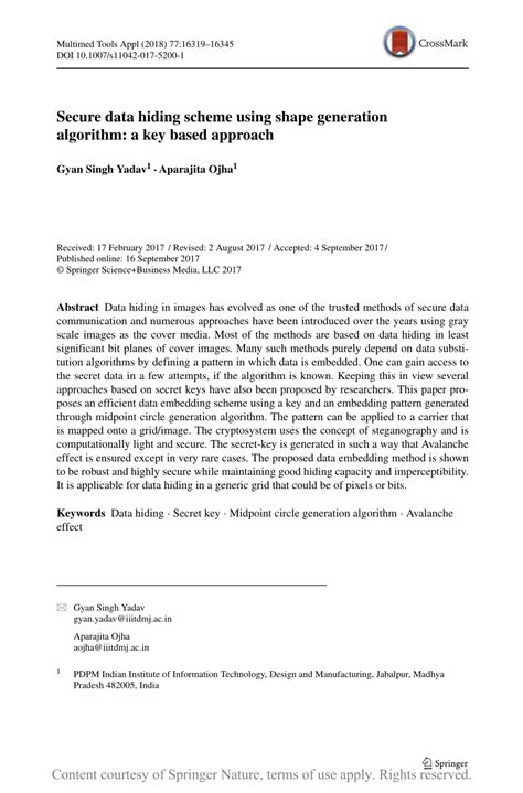 secure data hiding scheme using shape generation algorithm a key based approach request pdf