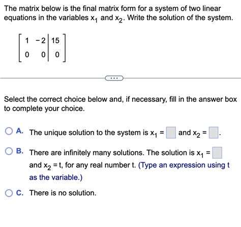 solved the matrix below is the final matrix form for a
