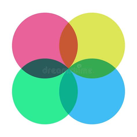 Venn Diagram Vector Chart Template Four Circle Glass Style Stock Vector