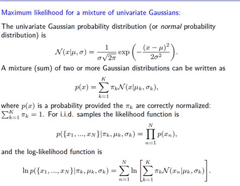 solved maximum likelihood for a mixture of univariate