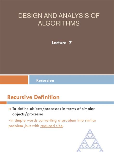 design and analysis of algorithms recursion pdf recurrence relation recursion