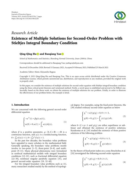 pdf existence of multiple solutions for second order problem with stieltjes integral boundary