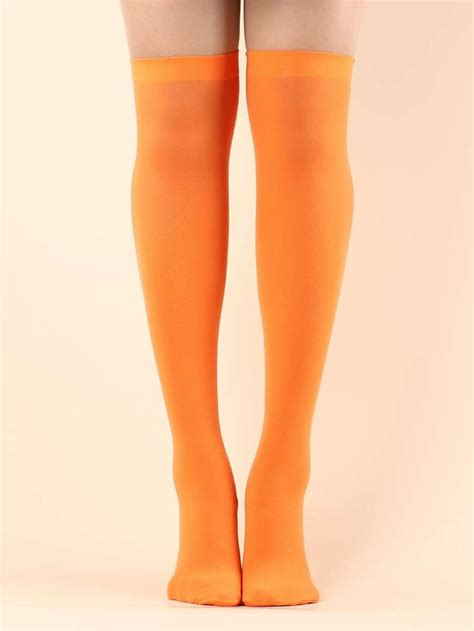 Solid Over The Knee Socks Knee Socks Over The Knee Socks Orange Knee High Socks