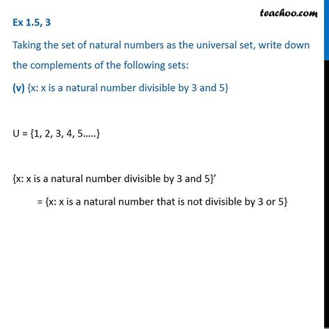 ex 1 5 3 write complement of {x x is a natural number divisible b