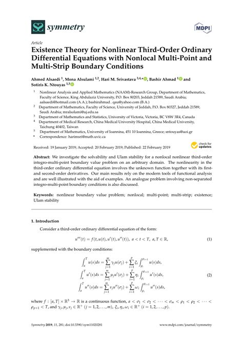 pdf existence theory for nonlinear third order ordinary differential equations with nonlocal
