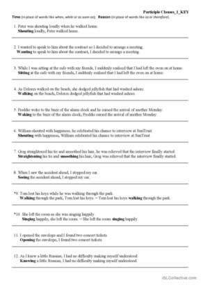 5 Participle Clauses English ESL Worksheets Pdf Doc