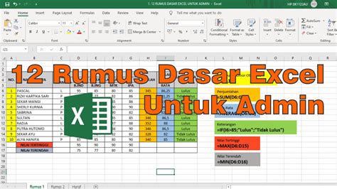 12 Rumus Dasar Excel Untuk ADMIN YouTube