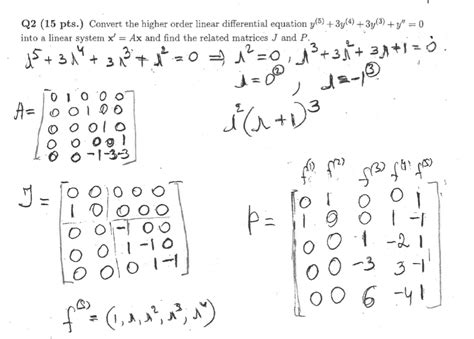 solved q2 15 pts convert the higher order linear