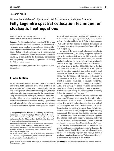 pdf fully legendre spectral collocation technique for stochastic heat equations