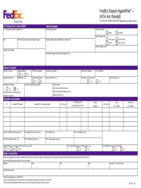2010 Form Fedex Export Agentfile Fill Online Printable Fillable
