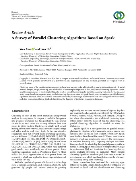 pdf a survey of parallel clustering algorithms based on spark
