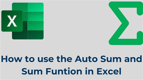 How To Use The Auto Sum And Sum Function In Excel Youtube