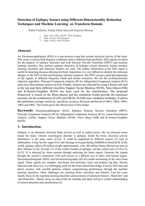 pdf detection of epilepsy seizure using different dimensionality reduction techniques and