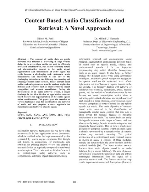 pdf content based audio classification and retrieval a novel approach