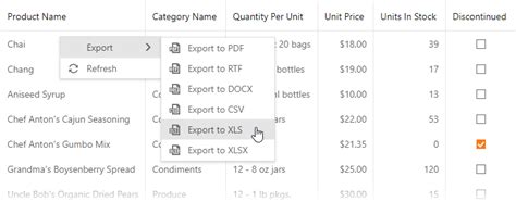Export Grid View Data ASP NET Web Forms Controls DevExpress