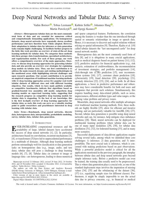 deep neural networks and tabular data a survey pdf deep learning artificial neural network