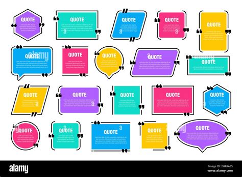 Set Of Colorful Isolated Quote Frames Speech Bubbles With Quotation