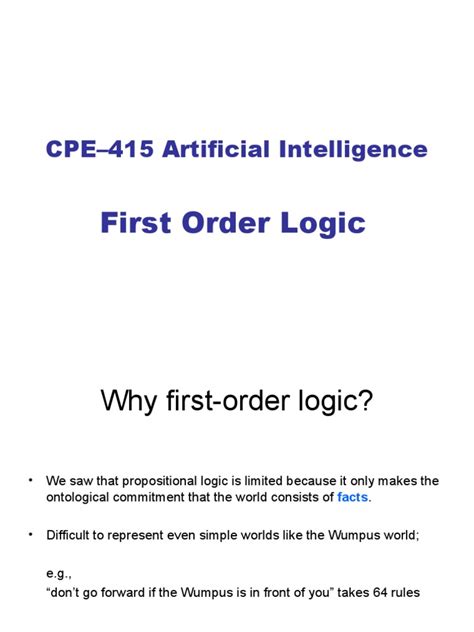 lecture13 first order logic pdf first order logic logic
