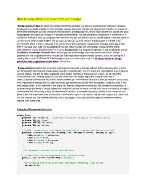 what is encapsulation in java and oops with example pdf method computer programming