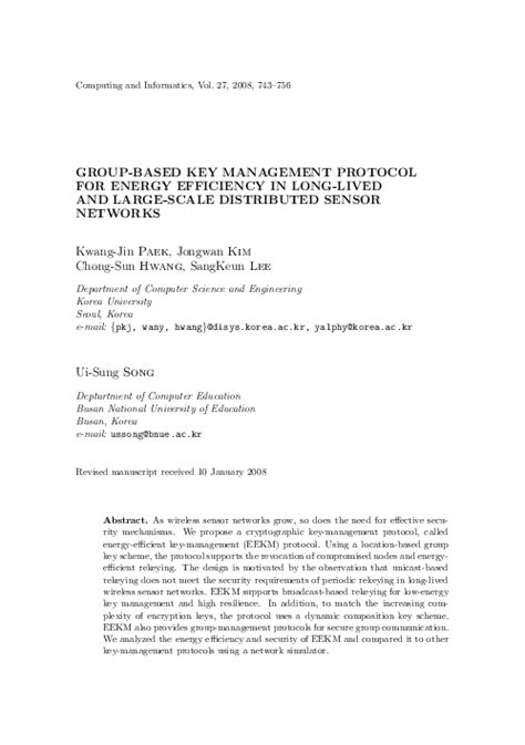 group based key management protocol for energy efficiency in long lived and large scale