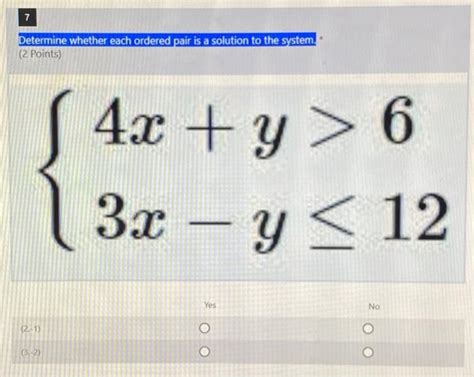 solved determine whether each ordered pair is a solution to