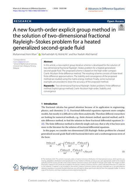 pdf a new fourth order explicit group method in the solution of two dimensional fractional