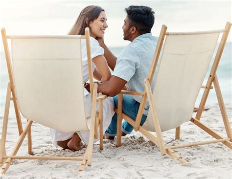 Premium Photo Couple Love And Beach Vacation Of Summer Holiday With Interracial Lovers Sharing