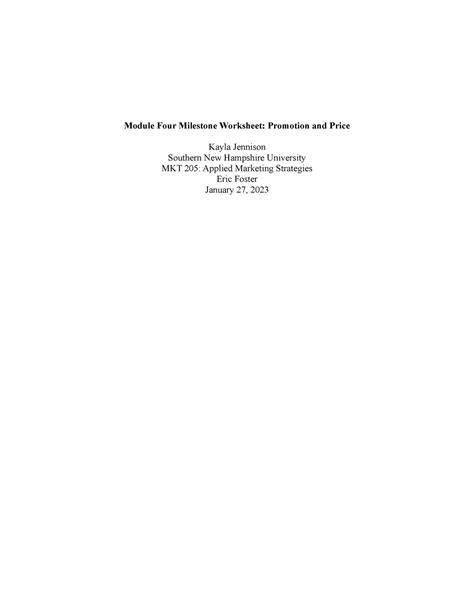 4 Milestone Loved This Project Module Four Milestone Worksheet Promotion And Price Kayla