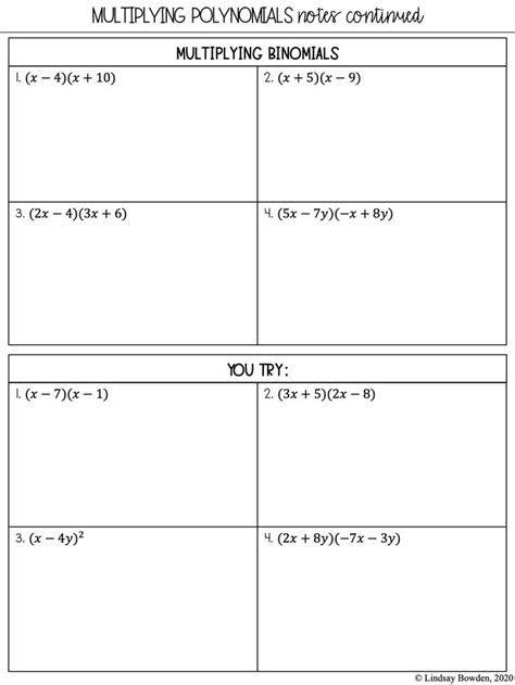 operations with polynomials worksheet in 2023 polynomials multiplying polynomials algebra