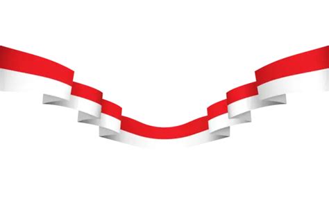 Indonesian Ribbon Flag With Red And White Color Gradations Vector