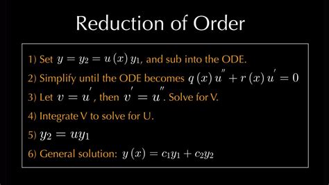 reduction of order technique to solve 2nd order odes with variable coefficients youtube