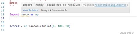 Vscode Import Numpy Could Not Be ResolvedPylancereportMissingImports